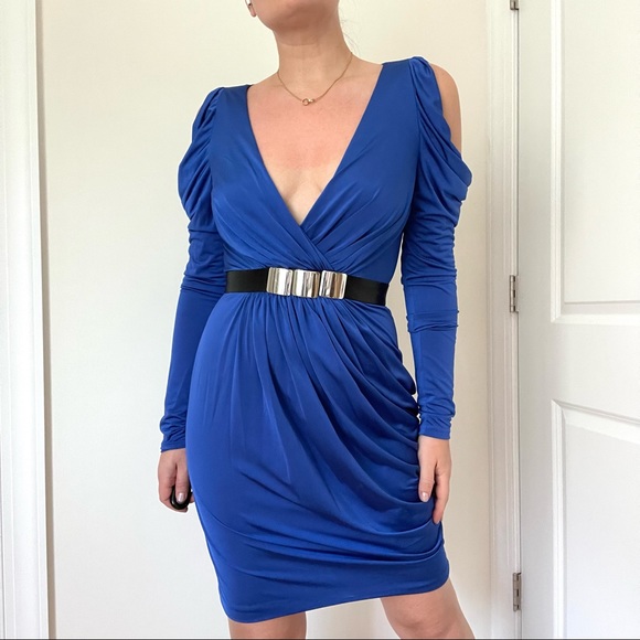 hoaglund | Dresses | Grecian Goddess Cold Shoulder Long Sleeve Deep V ...